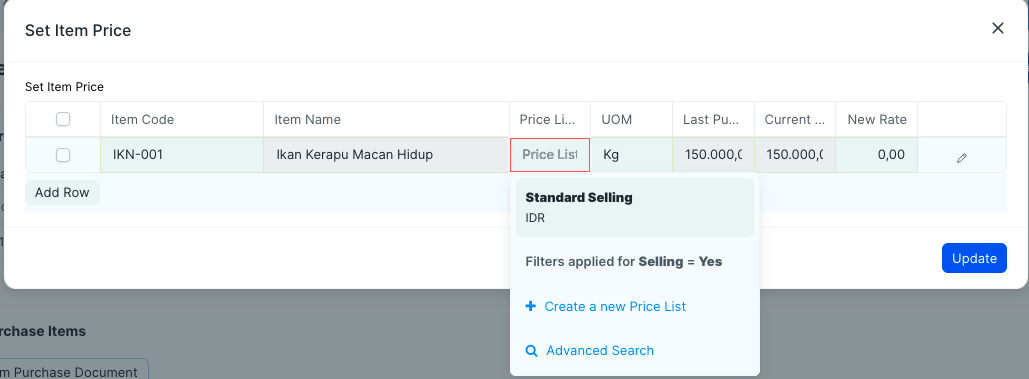 Selling Price Setter (Pengaturan Harga Jual)